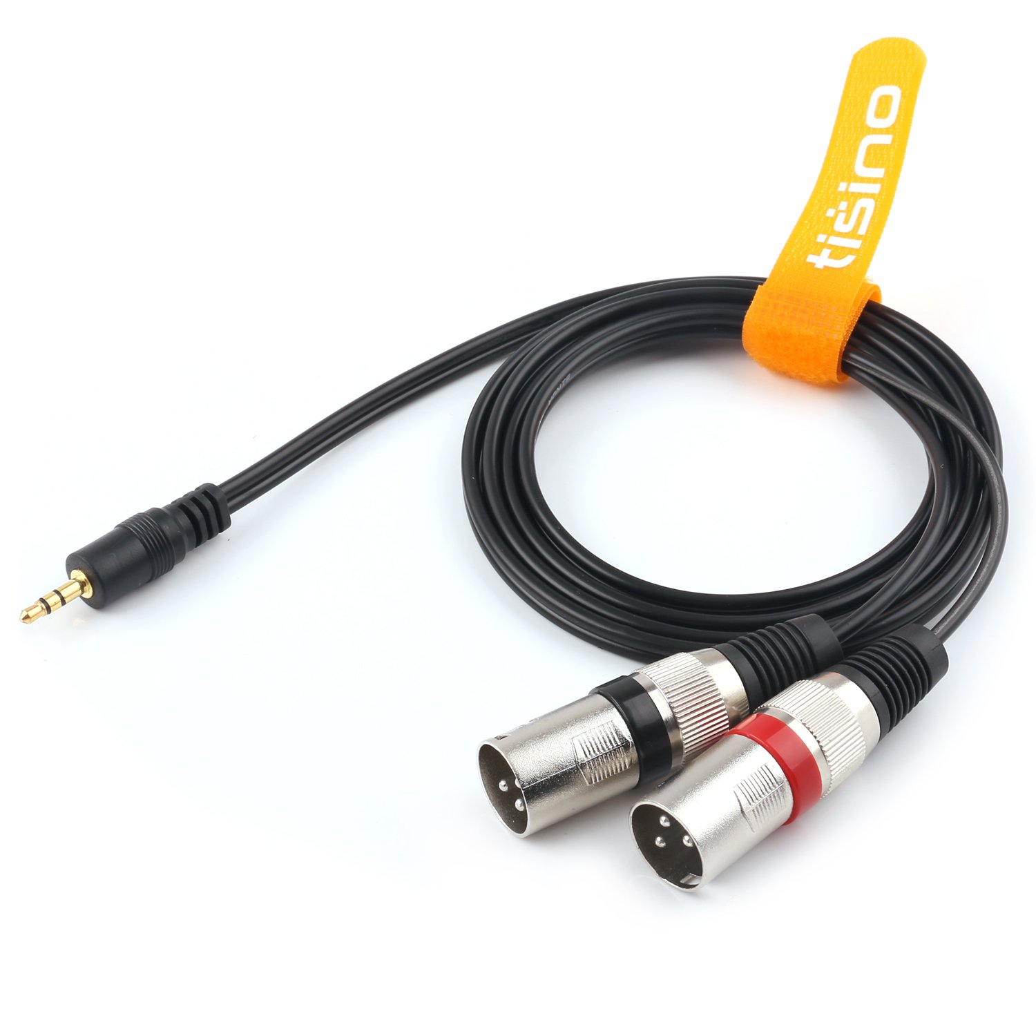 tisino 3.5mm TRS Stereo Male to Dual XLR Male Splitter Patch Cable Unbalanced Mini Jack 1/8 to Double XLR Breakout Cable - 5 FT