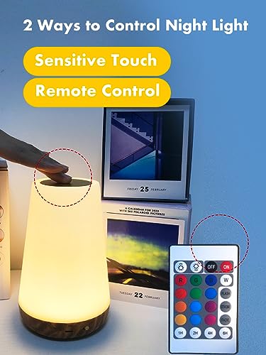 TLAOTNIY Dimmable Night Light Lamp, πΎπ€π‘π€π§ πΎπππ£πππ£π π½πππ¨πππ πππππ© πππππ©π¨ for Kids, Touch Sensor Control Table Light Lamp for Bedroom with Rechargeable Battery -Remote