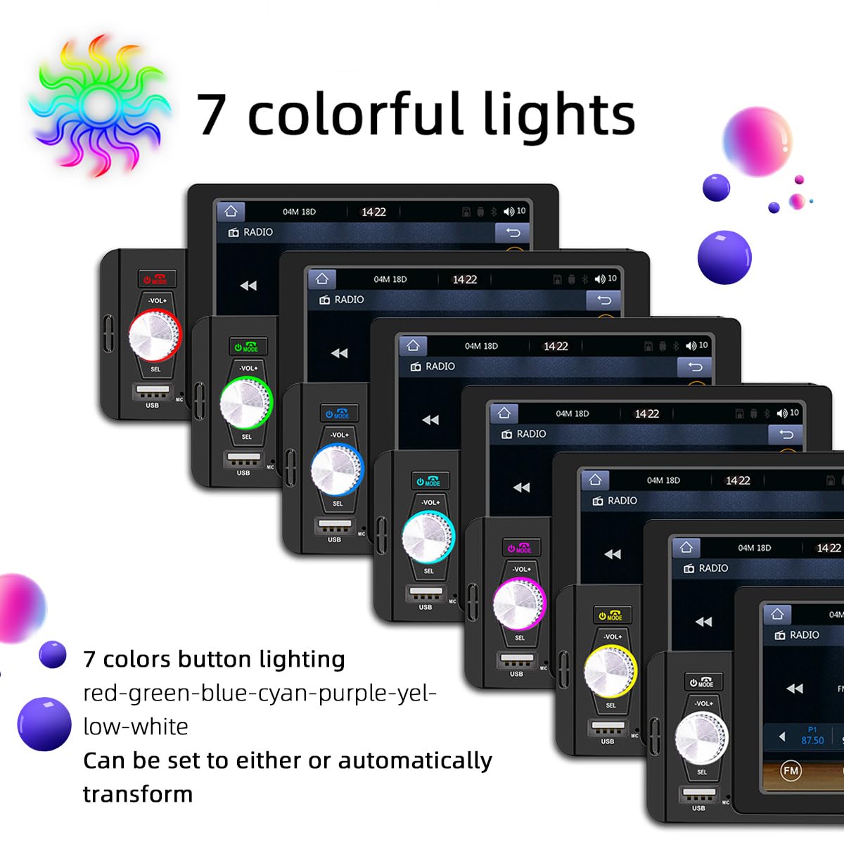 Single Din Car Stereo 5 Inch,for Apple Carplay & Android Auto Touchscreen Car Radio, with Mirror-Link,BT,FM,12 LED Backup Camera,USB Input Car Audio Video Playe