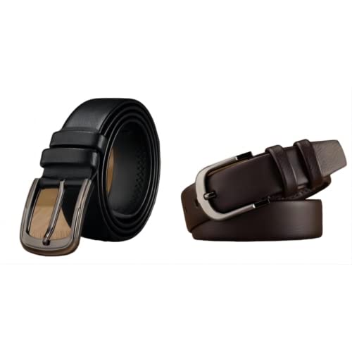 Wei-Secret Men's belt, artificial leather belt, environment-friendly belt, simple belt, casual belt, gifts for men, Father's Day gift (2 pieces)