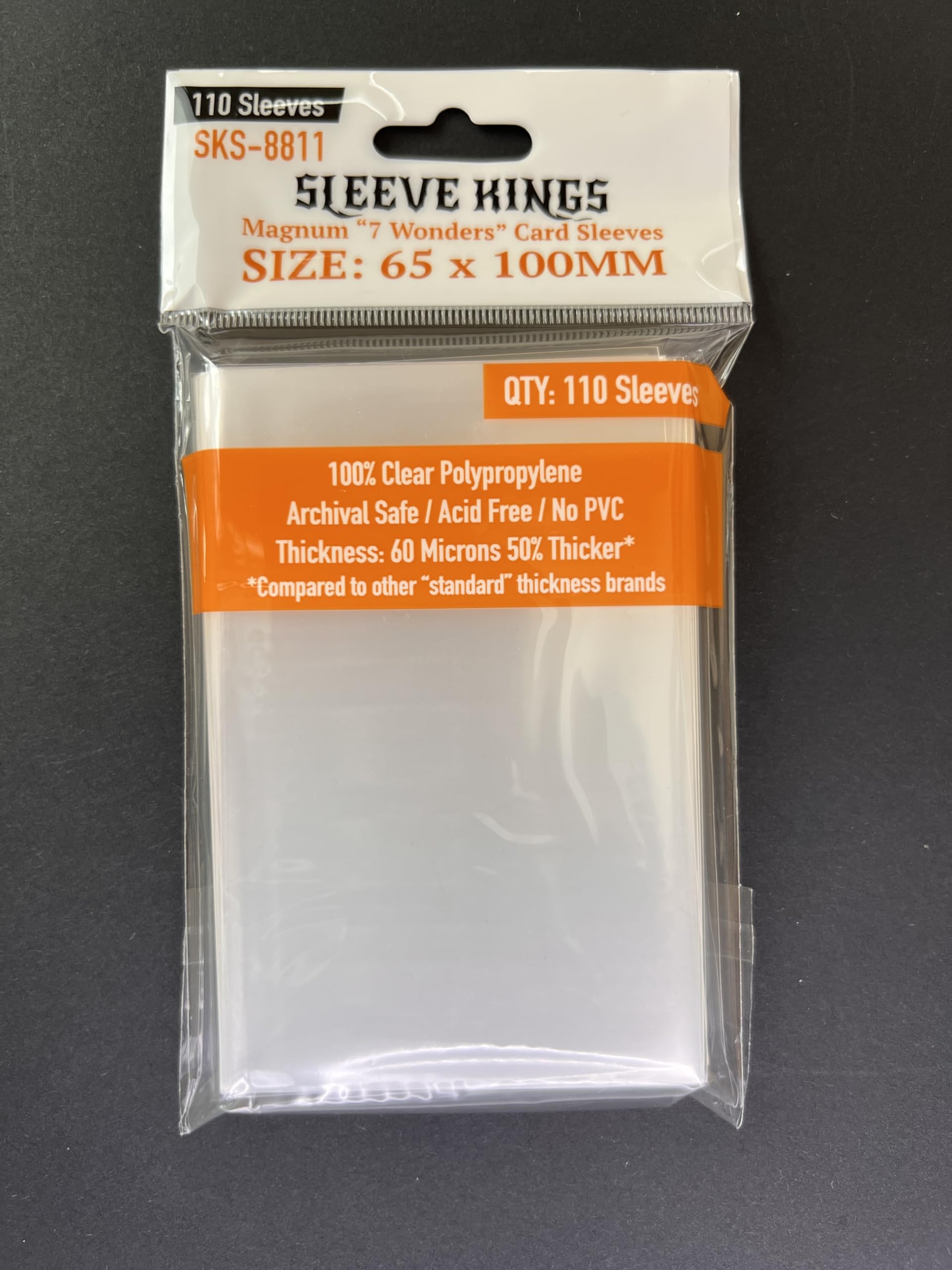 Sleeve Kings Magnum 7 Wonders Card Sleeves (65x100mm) - 110 Pack, 60 Microns