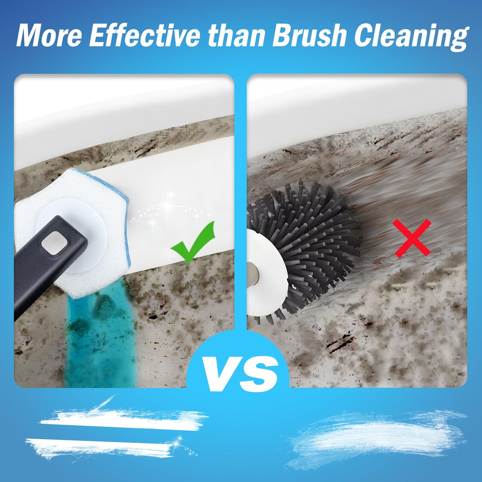squish Disposable Toilet Brush Cleaning Kit with 16 Refills, Wall Mounted Toilet Brush with No Drilling Adhesive, Space Saving Toilet Cleaning System Kit