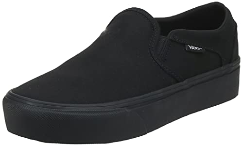 Vans Women's Asher Platform Sneaker, Canvas Black Black, 6