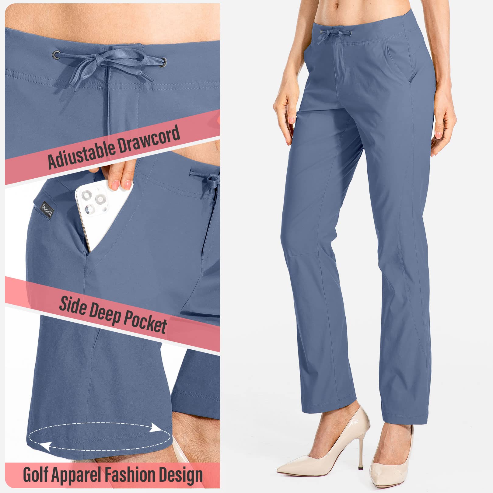 Women's Golf Pants Quick Dry Stretch Lightweight Breathable Outdoor Boot Cut Casual Work Hiking Pants