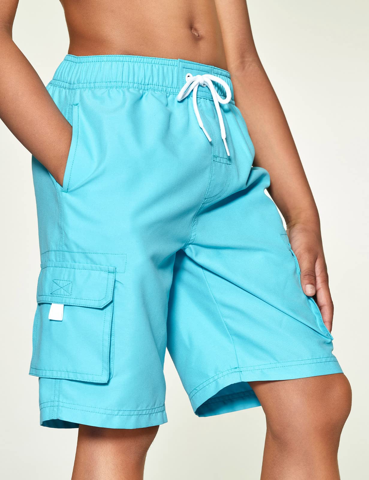 TSLA Boys Swim Trunks, Quick Dry UPF 50+ Beach Board Swim Shorts, Swimsuit Swimwear with Inner Mesh Liner, Solid Trunks Aqua, 6