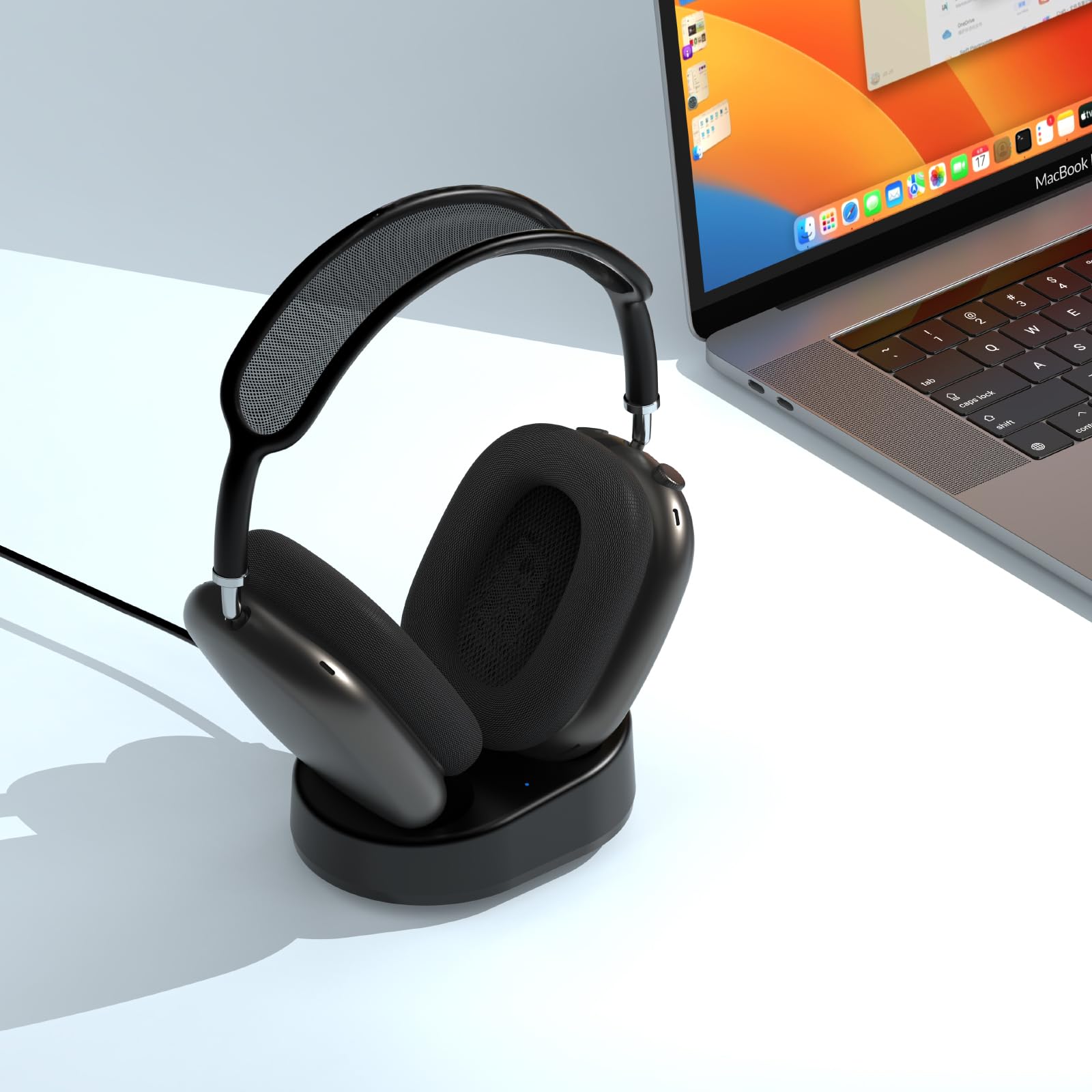 ROUNKIN Charging Stand for AirPods Max Headphone,Magnetic Stand,Protable Desktop Headset Holder, Gaming Headset Stand, Charging Base for Headphones,Designed for AirPods Max (Black)