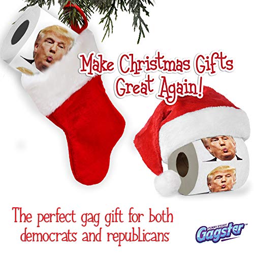 Trump Political Toilet Paper Roll by Gagster - 3 Ply Funny Novelty Gag TP with Full-Color Image - 200 Sheets Per Roll - Prank Gift for Adults - Printed on Every Sheet - Make Your Butt Laugh