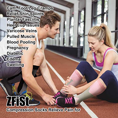 ZFiSt 3 Pair Sport Compression Socks Men Women, Compression Stocking Nurse Socks for Edema Travel(Black+red+grey,XXL)