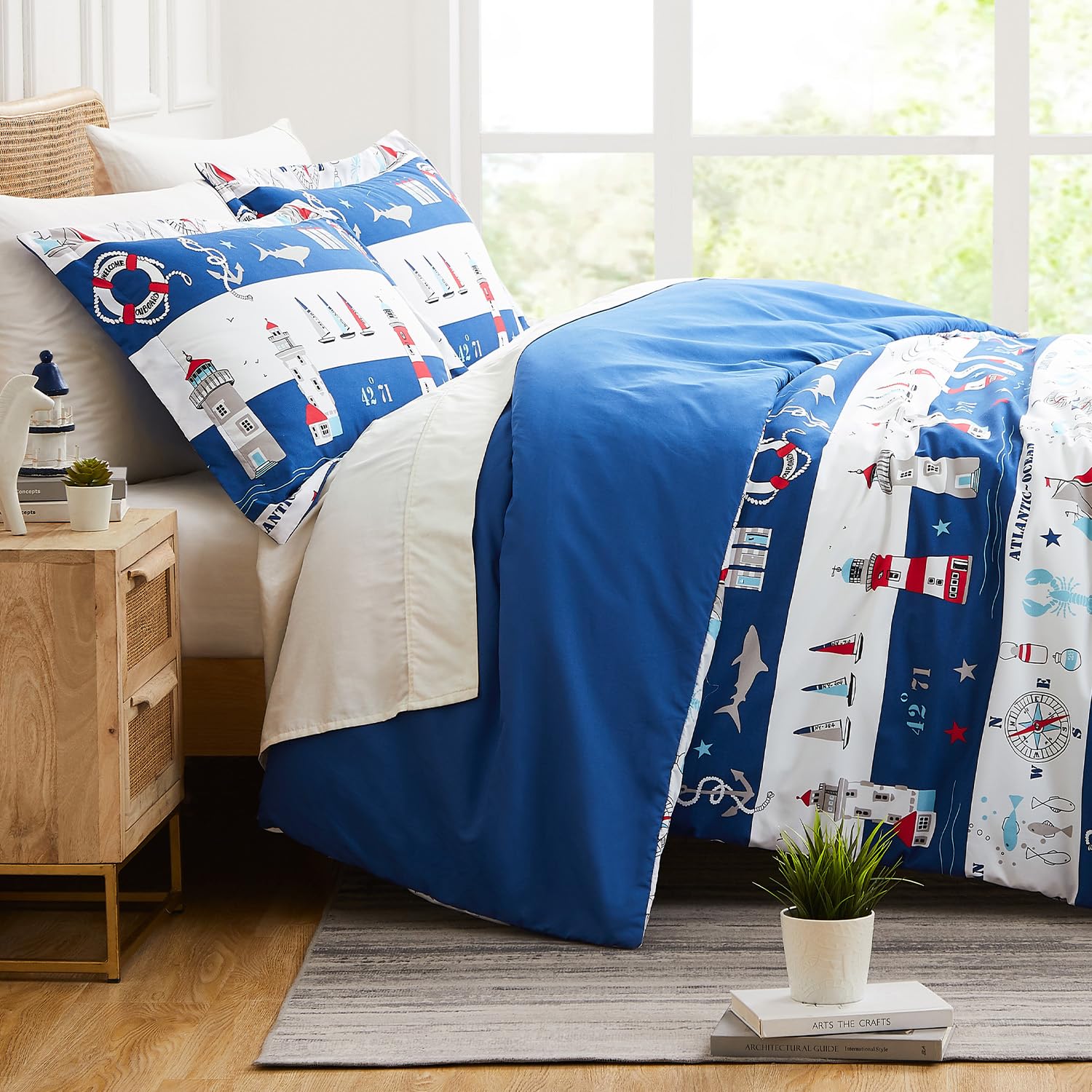 Southshore Fine Living, Inc. Paisley Grace Collection - Premium Quality, All-Season Down Alternative Easy Case, Over-Sized 3-Piece Comforter Set, Full/Queen, Blue