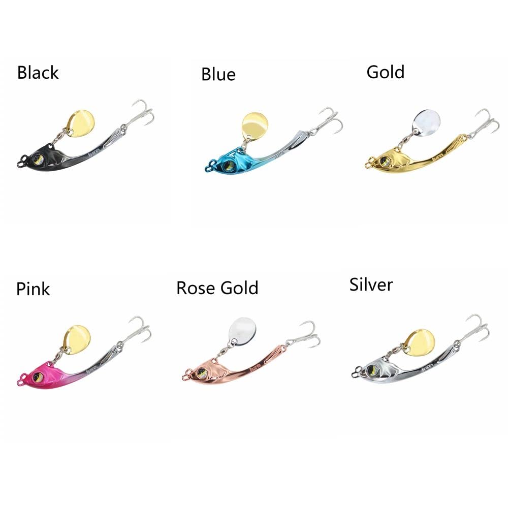 VIB Spoon Bait Spinning Baits Spin Sequin Lure Spinner Sinking Bass Hook Fishing Tackle Pin Hard Bait 10/15g(15g,Black)