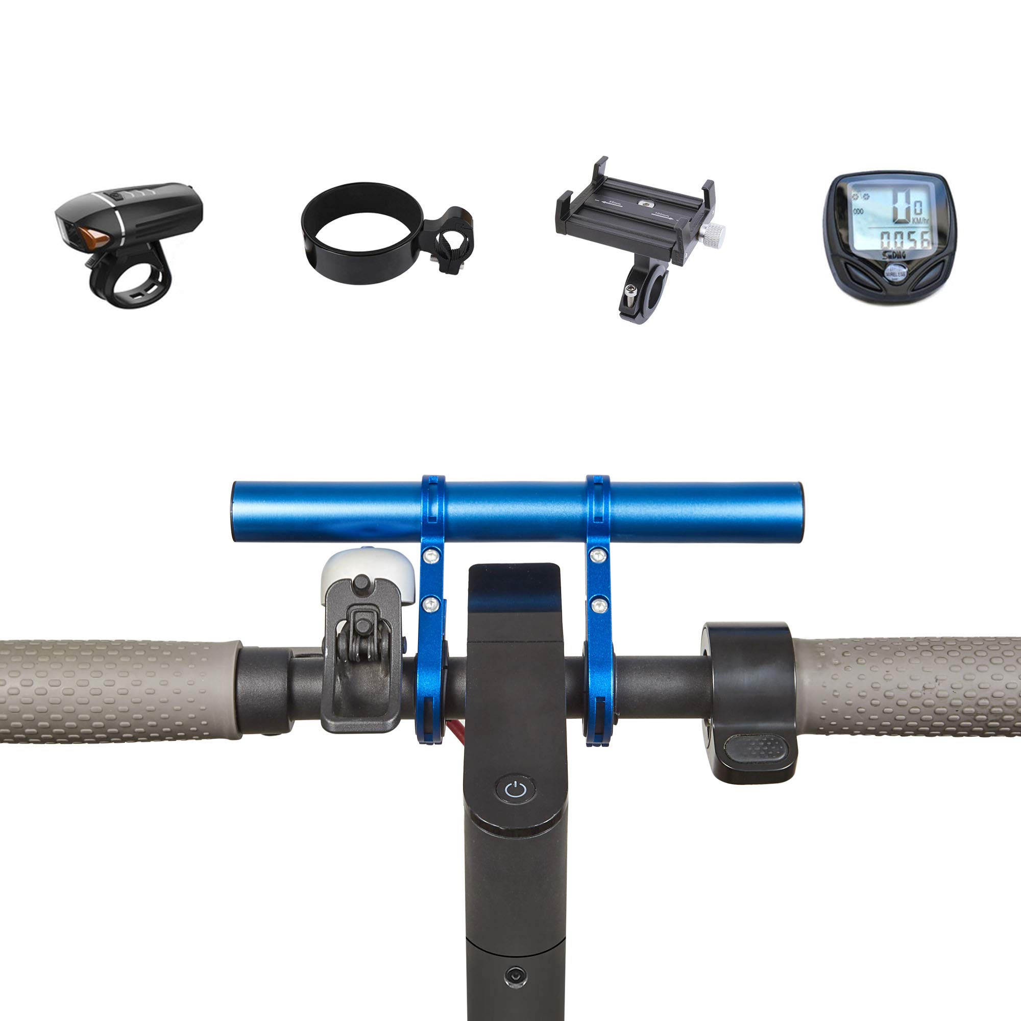 TOMALL Handlebar Extender Bicycle Extension Bar Aluminum Alloy Bracket Blue Extender Holder Space Saver Use Compatible for M365,ES1 ES2,Mountain Bicycle