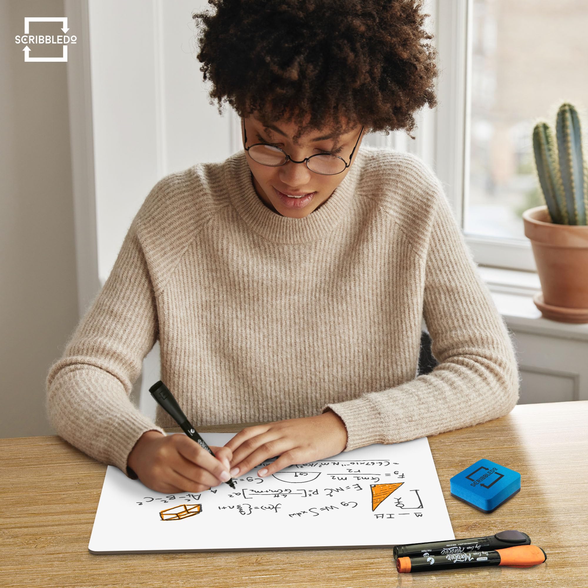 Scribbledo White Board Dry Erase Board 11"x14β Mini Double Sided Personal Whiteboard Board Dry Erase Lapboard Handheld Personal White Boards for Students Small Whiteboard Office Kitchen