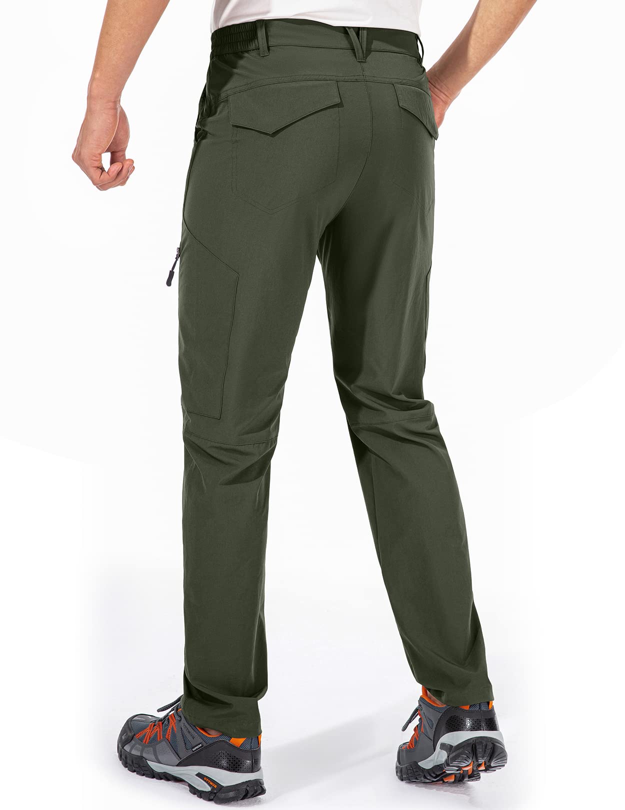 Toomett Men's Hiking Pants Quick Dry UPF 50 Travel Golf Pants Lightweight Camping Work Cargo Pants Zipper Pockets,6094,Army,32