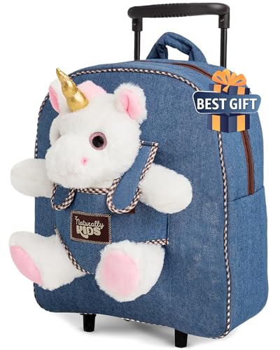 Unicorn Rolling Backpack for Girls, Kids Suitcase with Wheels, Kids Luggage, Toddler Suitcase