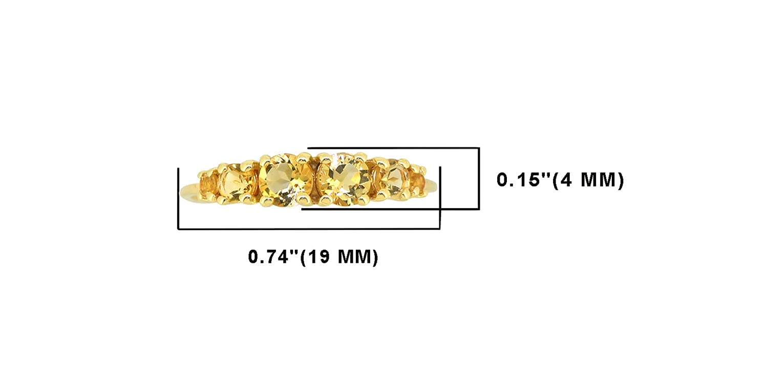 YoTreasure 18kt Gold Over Silver Natural Healing Crystal Citrine Ring Eternity Band