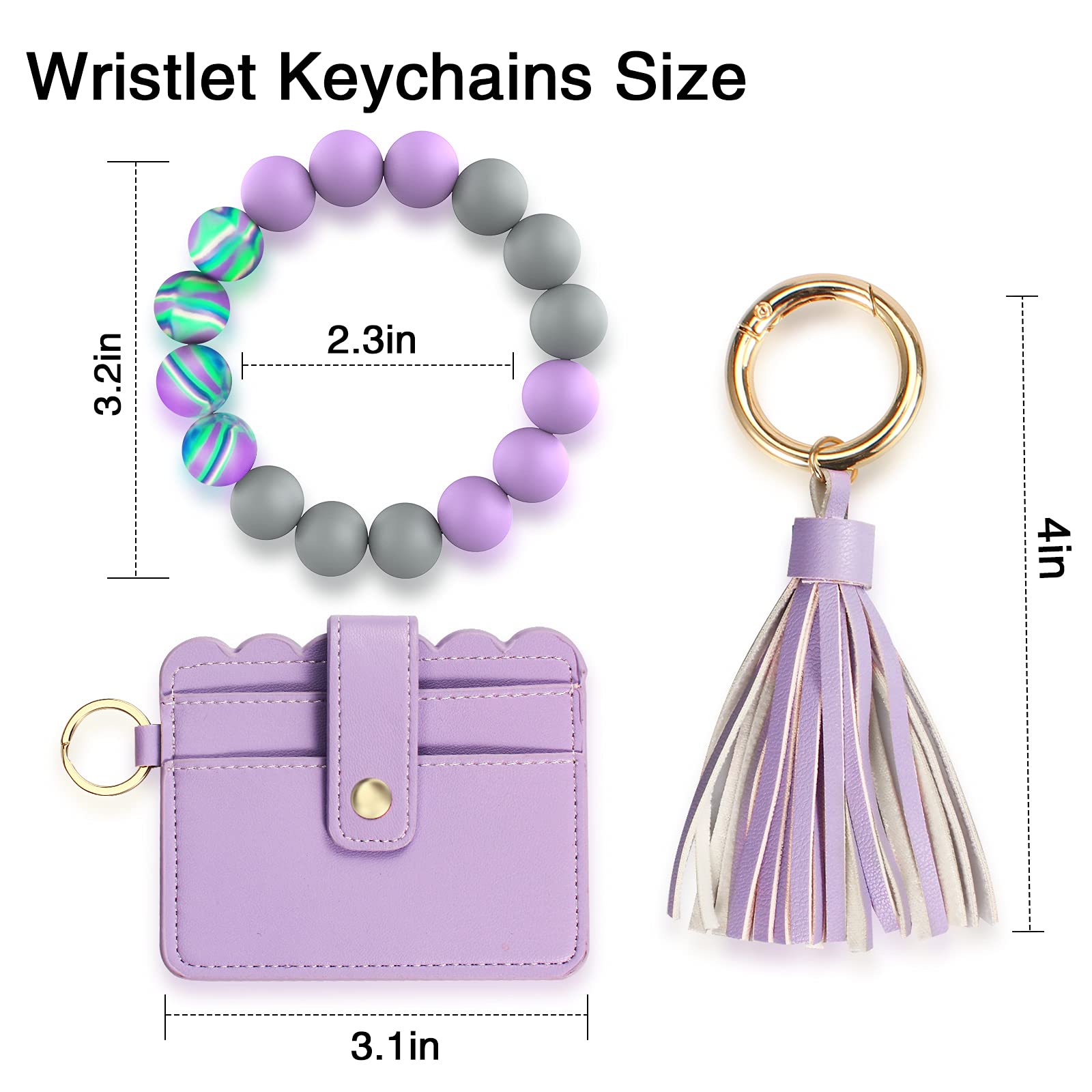 Wristlet Keychains Keyring Bracelet Wallet: Silicone Chain Bangle Card Holder, Gifts for Women Girls