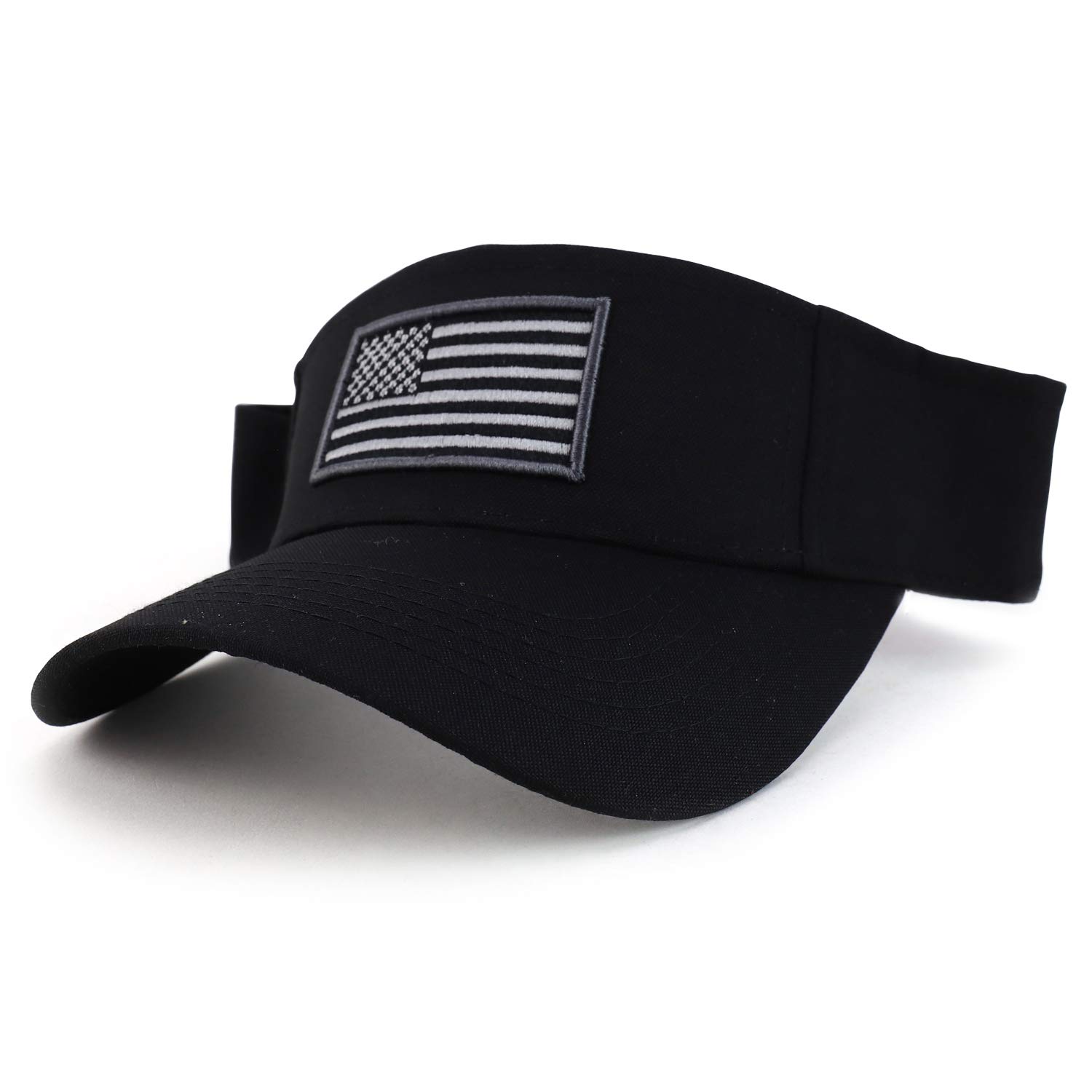 Trendy Apparel Shop USA American Flag Embroidered Polyester Summer Visor Hat - Digital Blue Camo