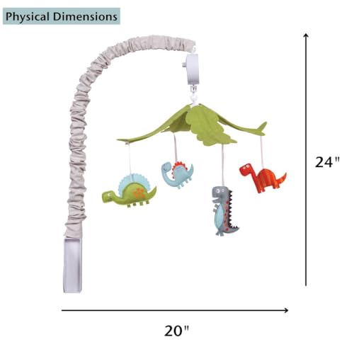 Trend Lab Dinosaur Baby Crib Mobile with Music, Crib Mobile Arm Fits Standard Crib Rails
