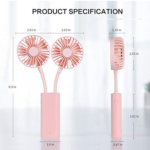 SmartDevil Small Handheld Fan,Dual Head Fan, 2-in-1 Multi-Purpose Small Fan, Mini Personal Fan, Small Desk Fan, 3 Speeds Adjustable,With 3000mAh Battery Portable Fan for Travel, Office, Home, Pink