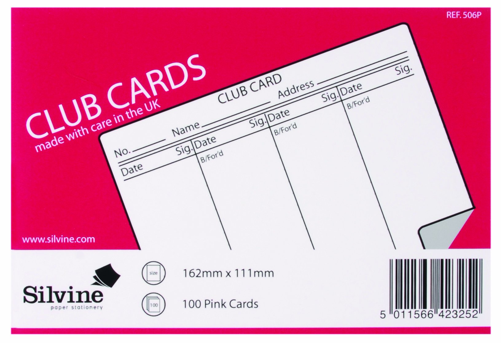 Silvine Club Cards - Pink