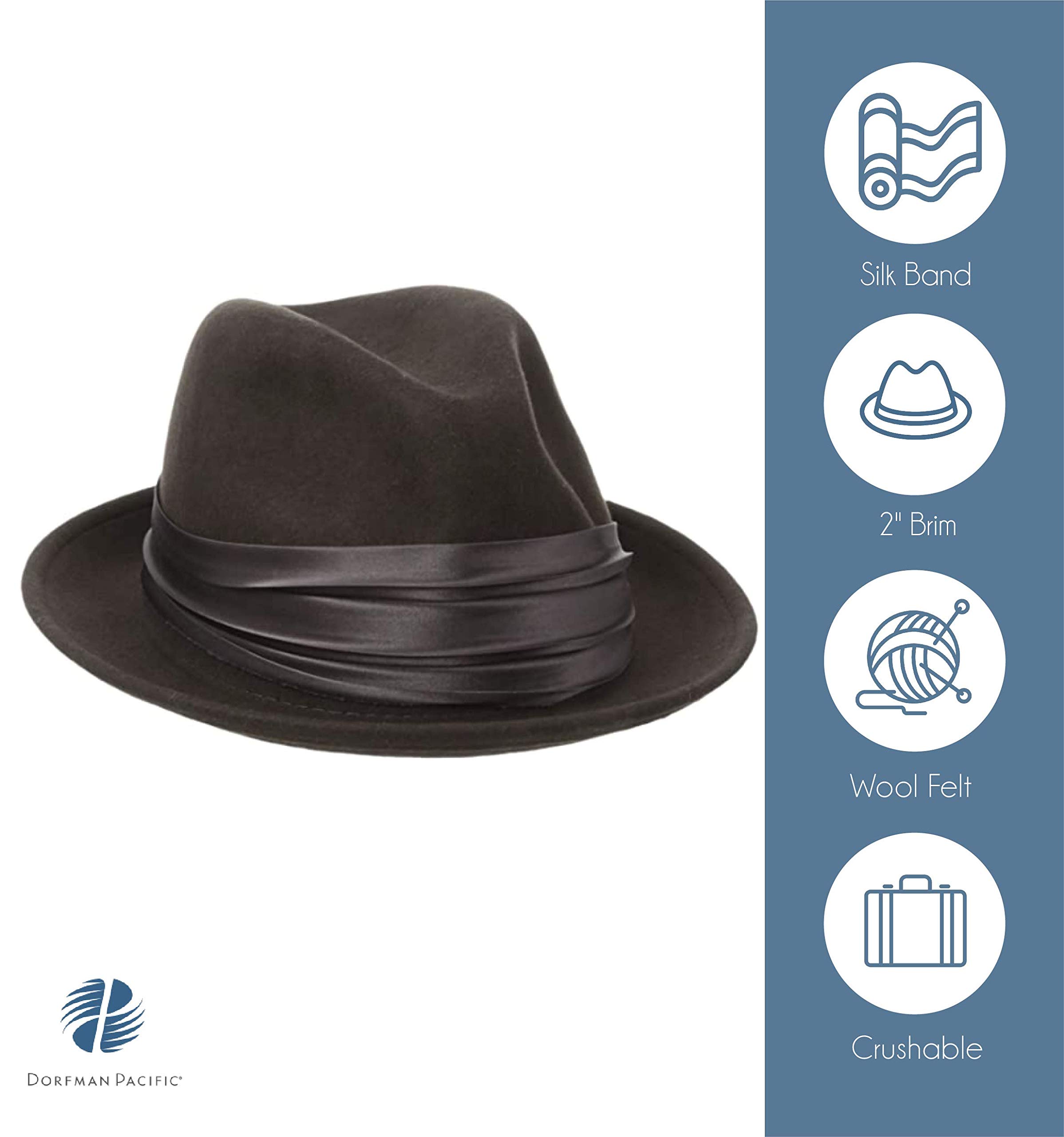 STACY ADAMS Men's Crushable Wool Felt Snap Brim Fedora Hat