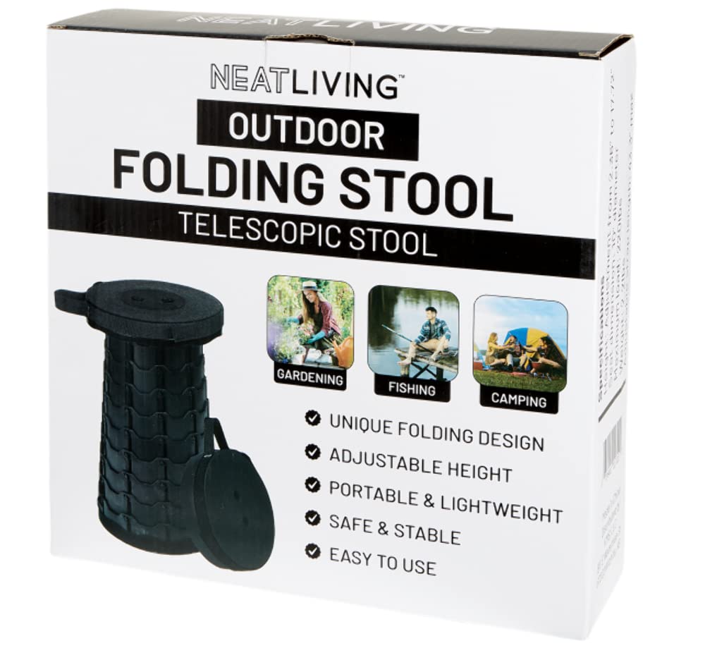Westerly Portable Retractable Folding Stool, Collapsible Telescoping Foldable Camping Stool for Adults for Outdoor Fishing Hiking Gardening Travel BBQ (2)