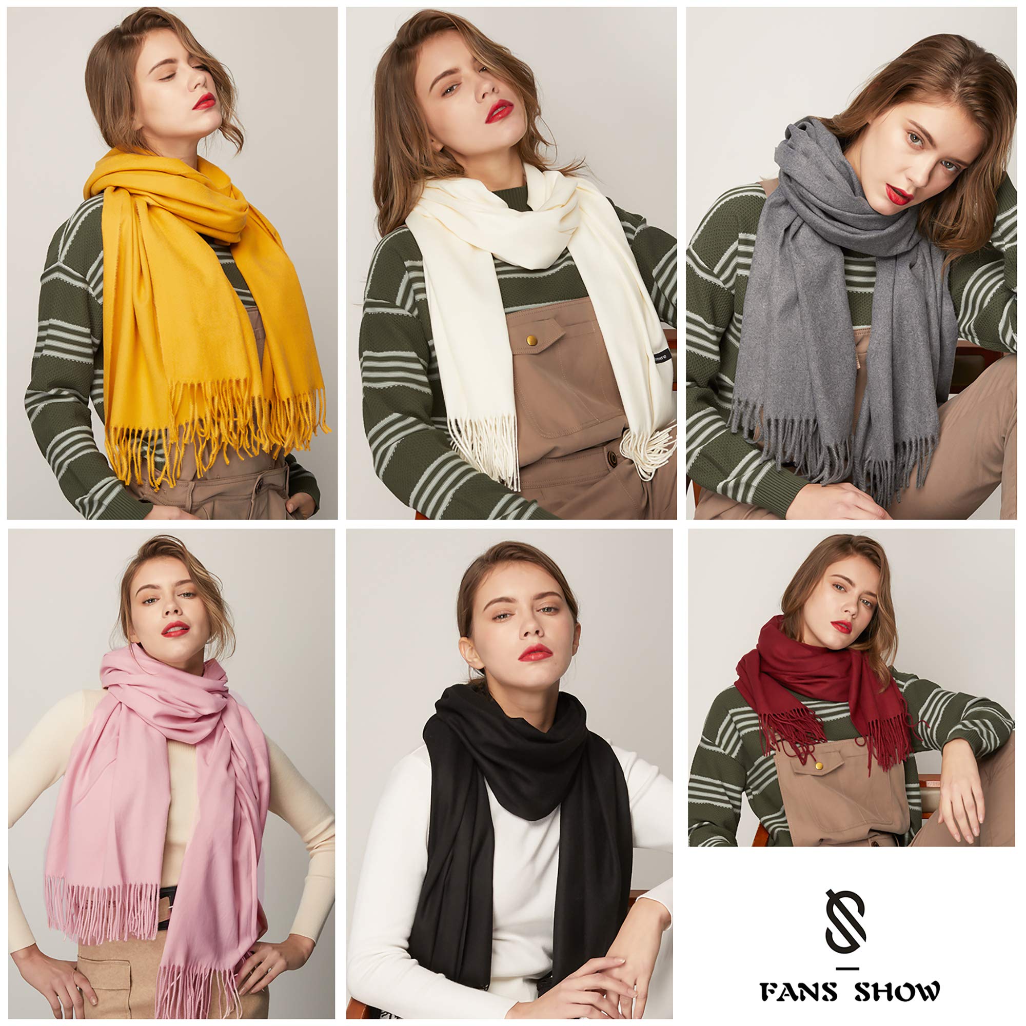 SOJOS Womens Large Soft Cashmere Feel Pashmina Shawls Wraps Winter Scarf SC304 with Orange