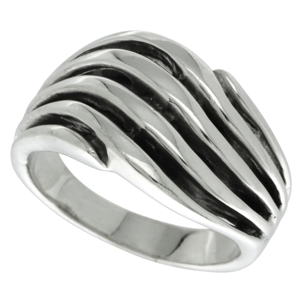 Sterling Silver Scalloped Dome Ring 5/8 inch wide size 7.5