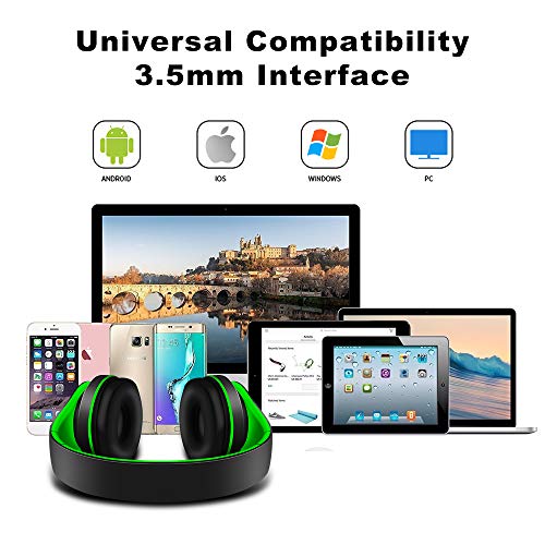 Viwind Bluetooth Wireless Headphones Over Ear with Mic,Foldable Noise Cancelling Headset for Travel Work TV PC Android Cellphone 【Hi-Fi Stereo &Comfortable Earpads】-Green
