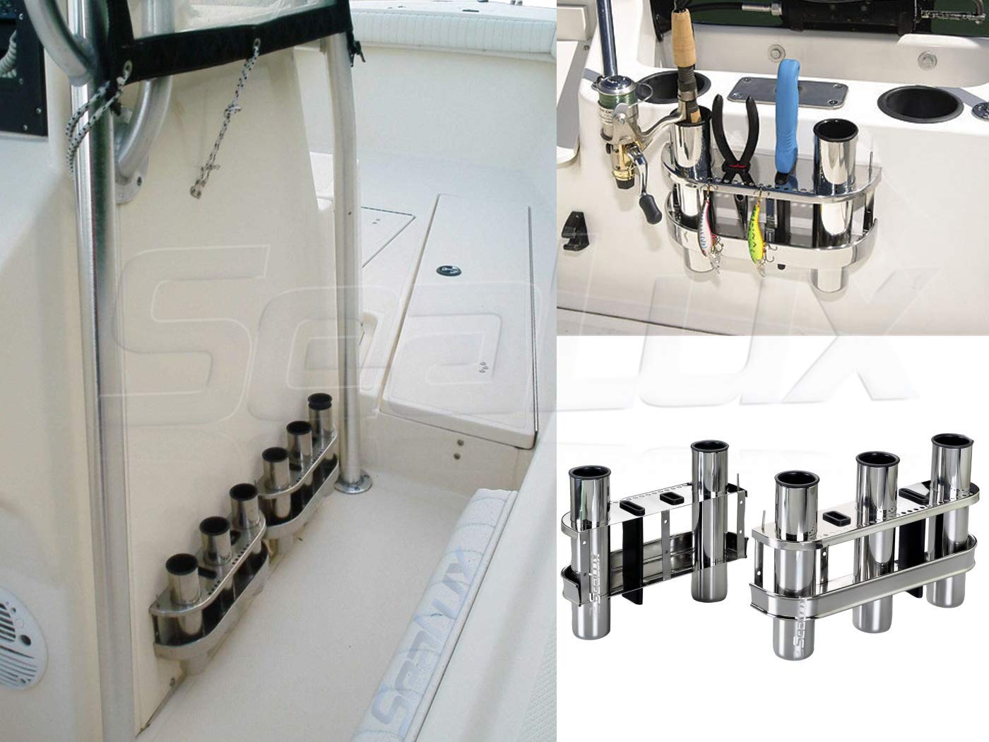 SeaLux Fishing Rod Holder and Tackle Rack Stainless Steel 3-Pole