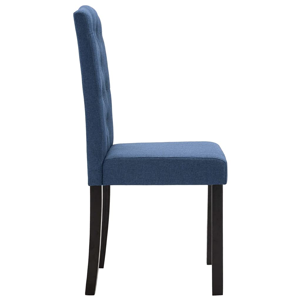 vidaXL Dining Chairs 4 Pcs, Side Chair with Solid Wood Legs, Upholstered Fabric Accent Chair for Home Kitchen Living Room, Blue Fabric
