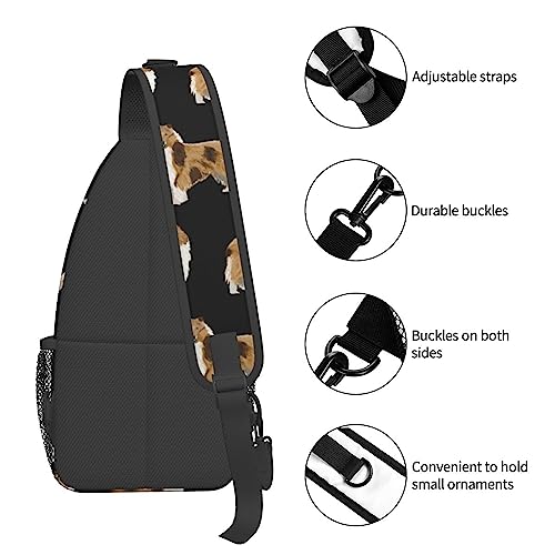 Supdreamc Ultra Lightweight Sling Shoulder Backpack Shoulder Crossbody Bag Chest Pack Multipurpose Anti-Theft Daypack for Outdoors Camping Hiking Trekking, Rough Collie Dog Art