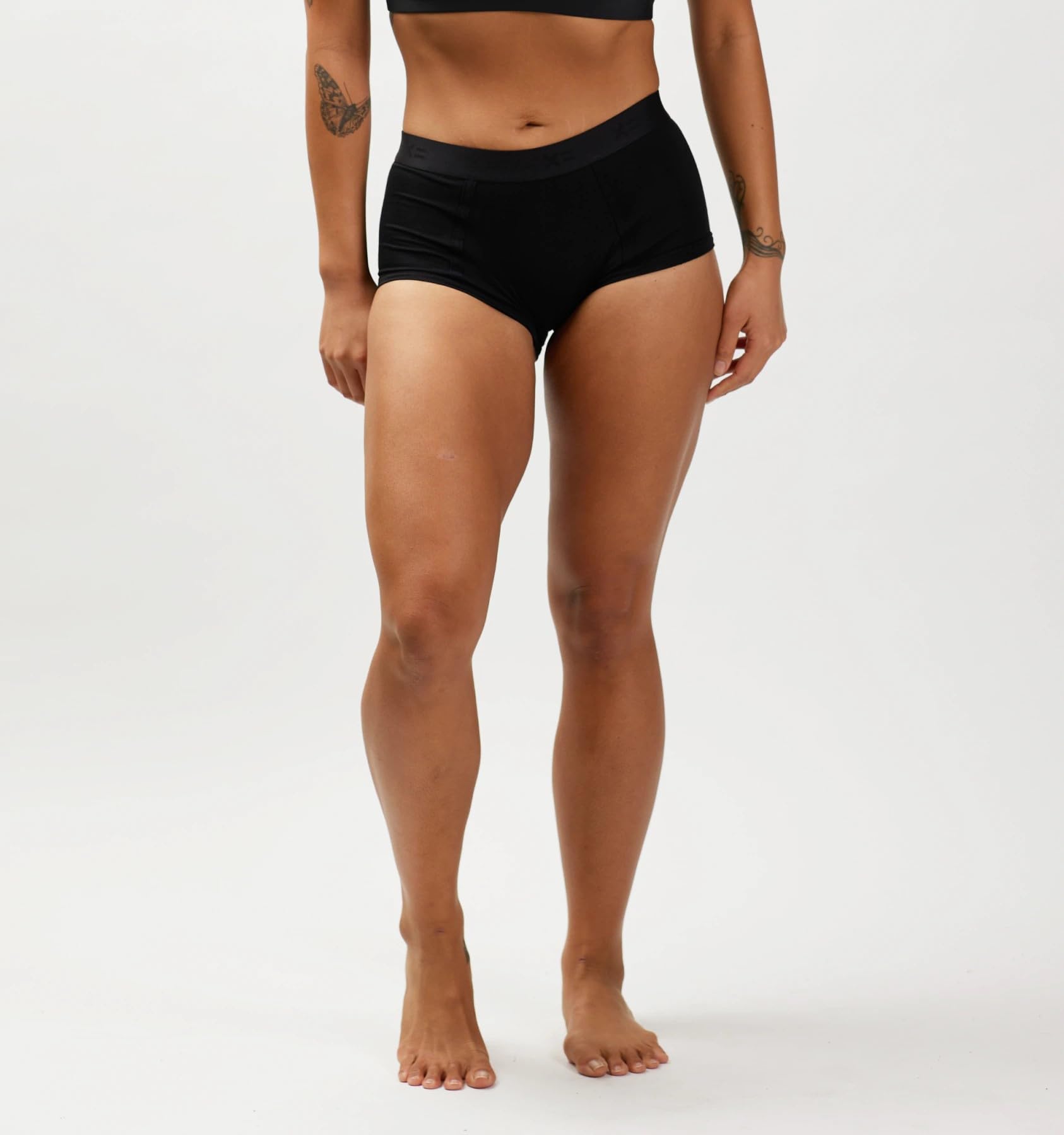 TomboyX Boy Short Underwear For Women, Cotton Stretch Comfortable Boxer Briefs Panties, X-Large/Black Rainbow