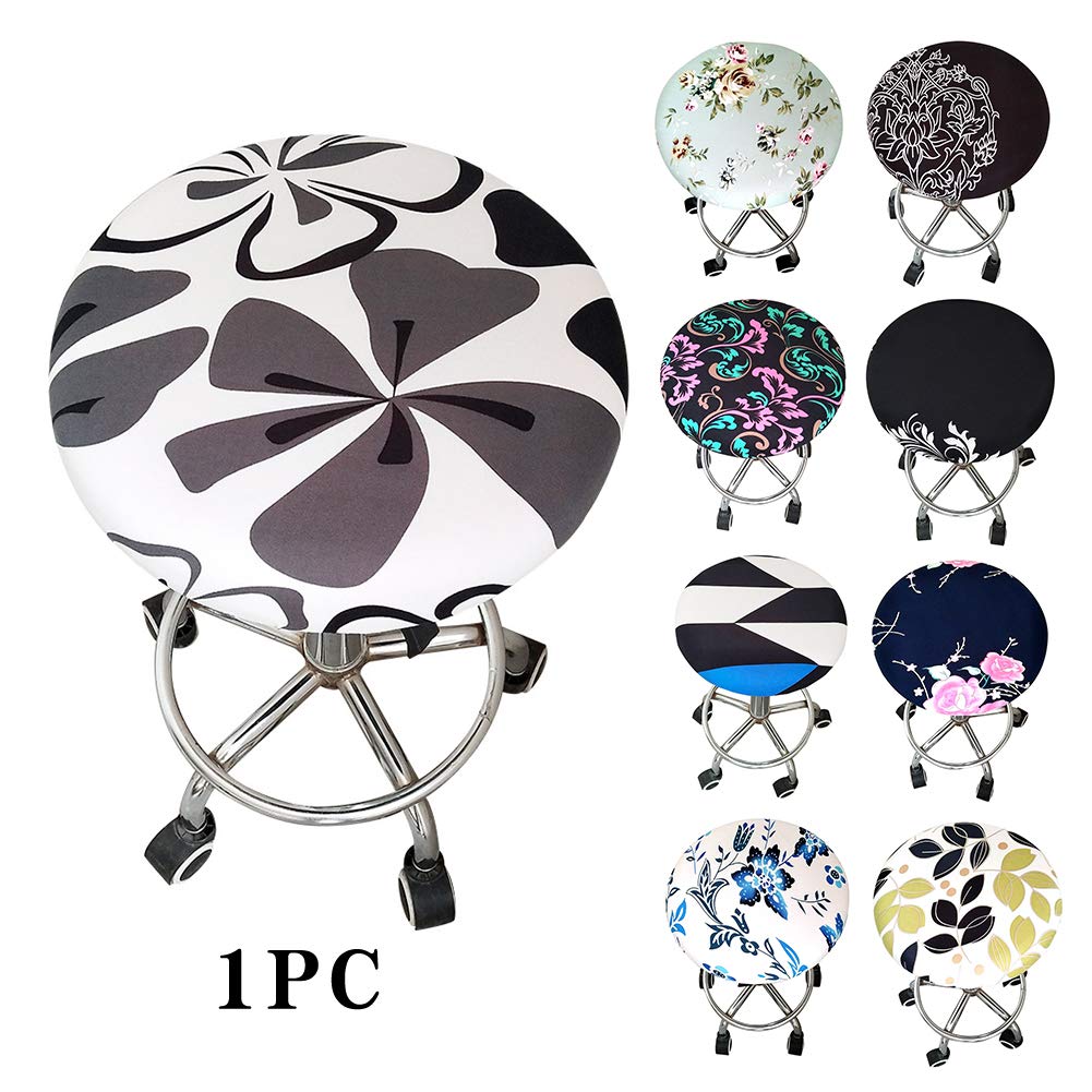 Yooha Round Stool Covers, Four Seasons Soft Elastic Floral Printed Round Chair Seat Slipcover Protector for Home Office Bar (2)