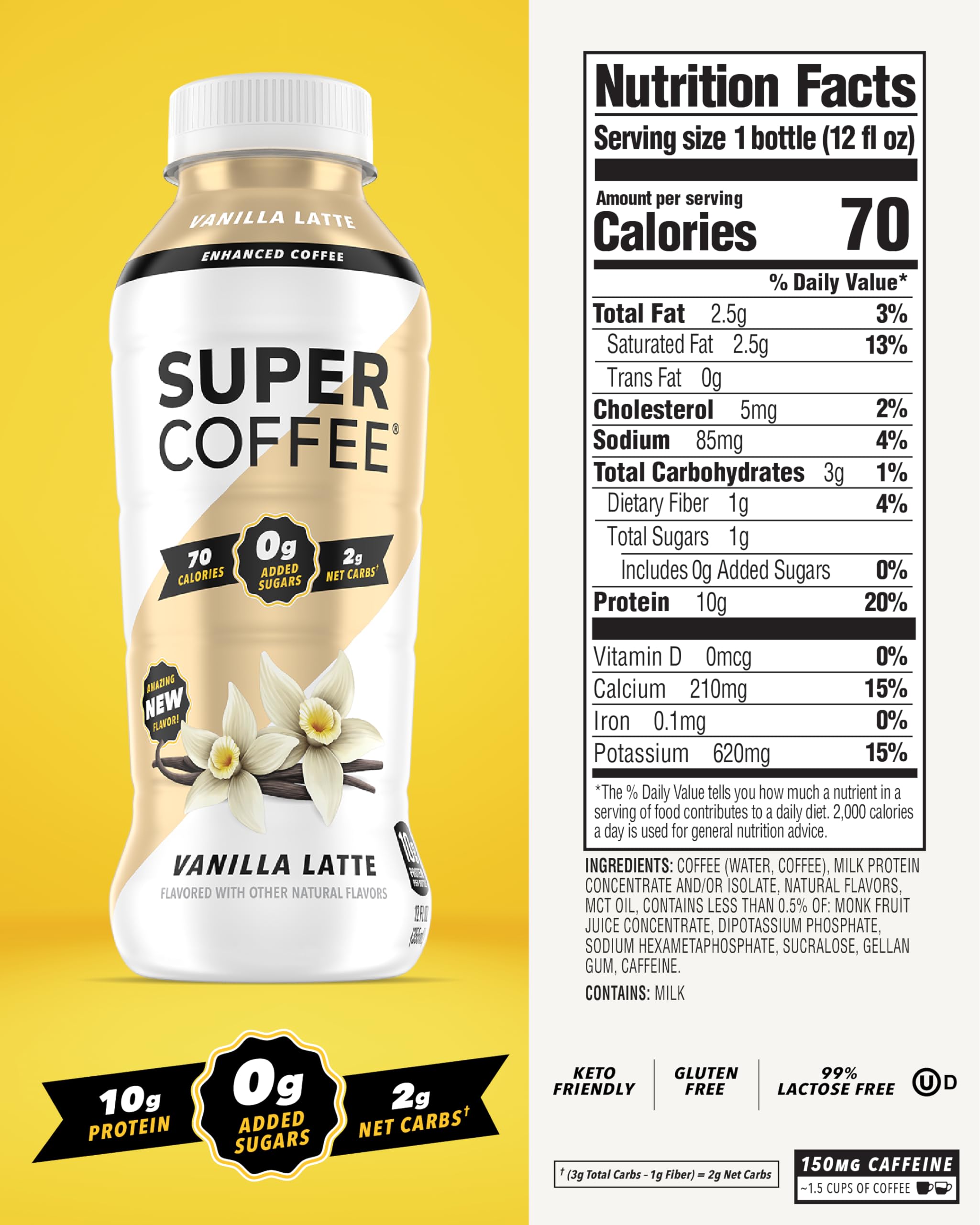 Super Coffee, Iced Keto Coffee (0g Added Sugar, 10g Protein, 80 Calories) [Variety Pack] 12 Fl Oz, 12 Pack | Iced Coffee, Protein Coffee, Coffee Drinks - LactoseFree, SoyFree, GlutenFree