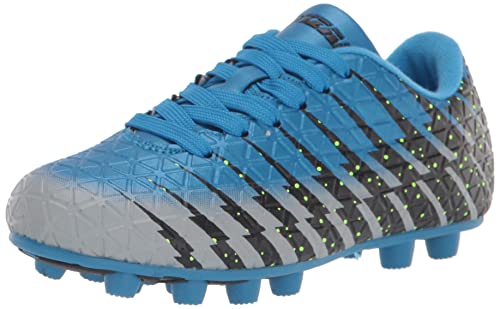 Vizari Bolt FG Soccer Shoes | Firm Ground Cleats for Outdoor Surfaces and Fields | Lightweight and Easy to wear Youth Outdoor Soccer Cleats | Blue/Black/Silver | 9.5 Toddler
