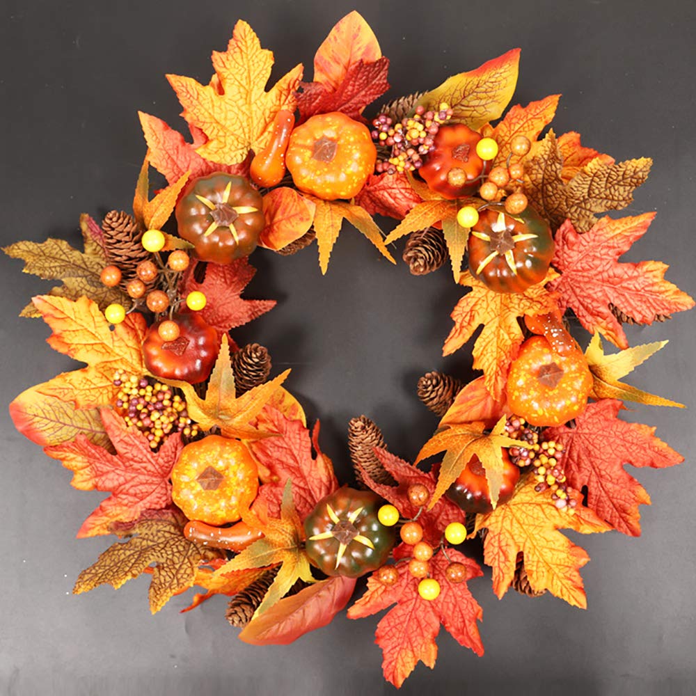 wonuu Fall Wreaths for Front Door 22 Inch Home Wall Decor Handcrafted Boxwood Base for Halloween Thanksgiving Day Autumn