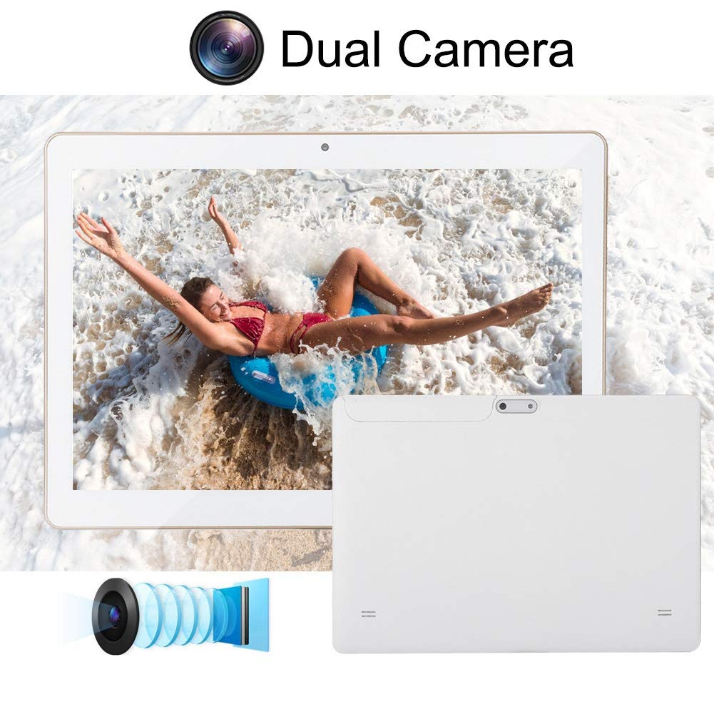 Yoidesu MY-KT6582 10-inch HD Android Tablet 1GB RAM 16GB ROM Support 128GB Expand Dual Camera Quad-Core Processor 3G WiFi Bluetooth GPS (White)