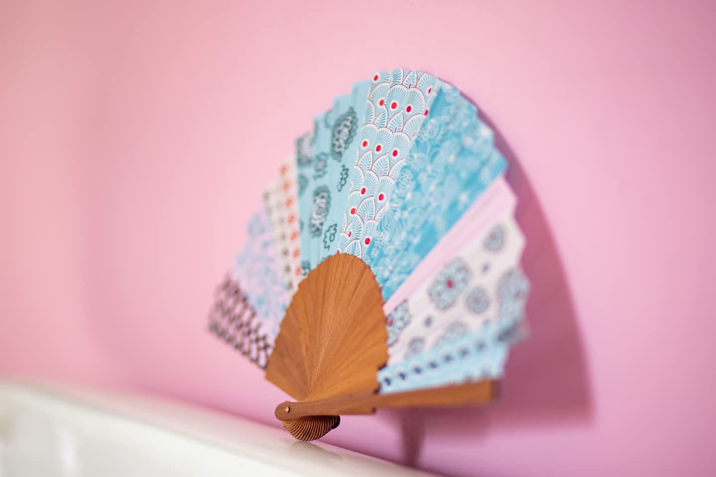 Tusitala Barcelona - Eastern Hand Fan | Handcrafted Spanish Hand Fan | Cotton Fabric and Wood | Includes Protective Jute Cotton Bag | Authentic Gift | 23cm - 9β.