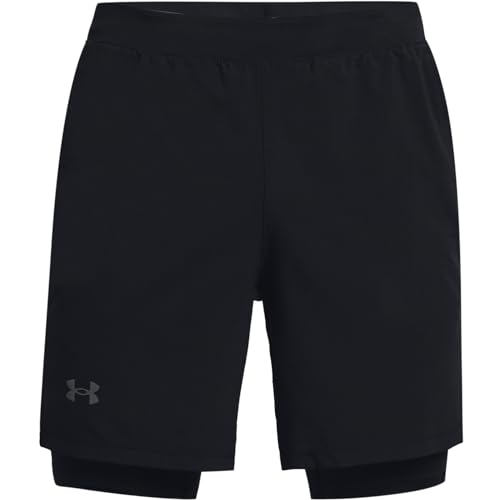 Under Armour Men's Launch Run 7-Inch 2-in-1 Shorts , Black (001)/Reflective , X-Large