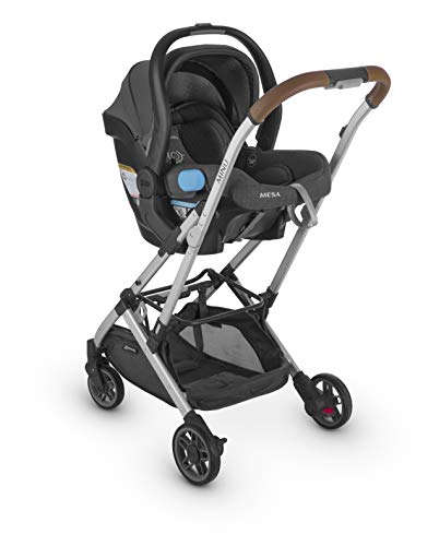 UPPAbaby MINU Stroller-Devin(Light Grey Melange/Silver/Chestnut Leather)+MINU Infant Car Seat Adapter for MESA