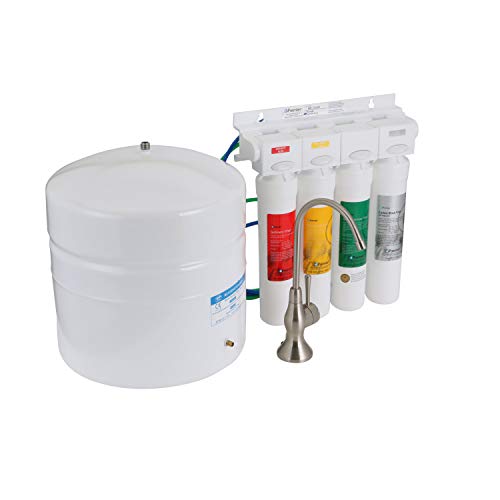 Watts Premier WP531417 RO Pure Plus Reverse Osmosis Filtration System with Top-Mount Twist Faucet, Brushed Nickel, Standard