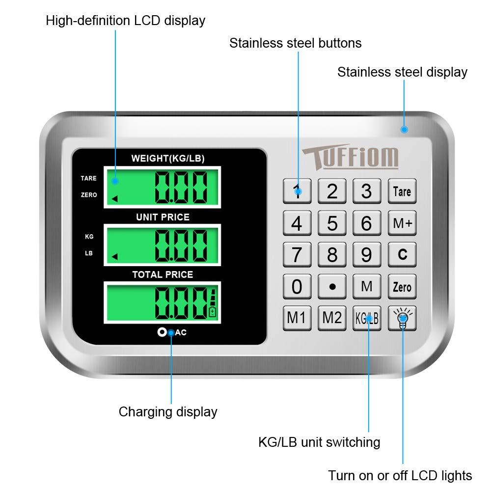 TUFFIOM 661lbs Electronic Digital Platform Scale,Heavy Duty Stainless Steel Floor Scales,High-Definition LCD Display,Perfect for Mailing Luggage Shipping Package Price