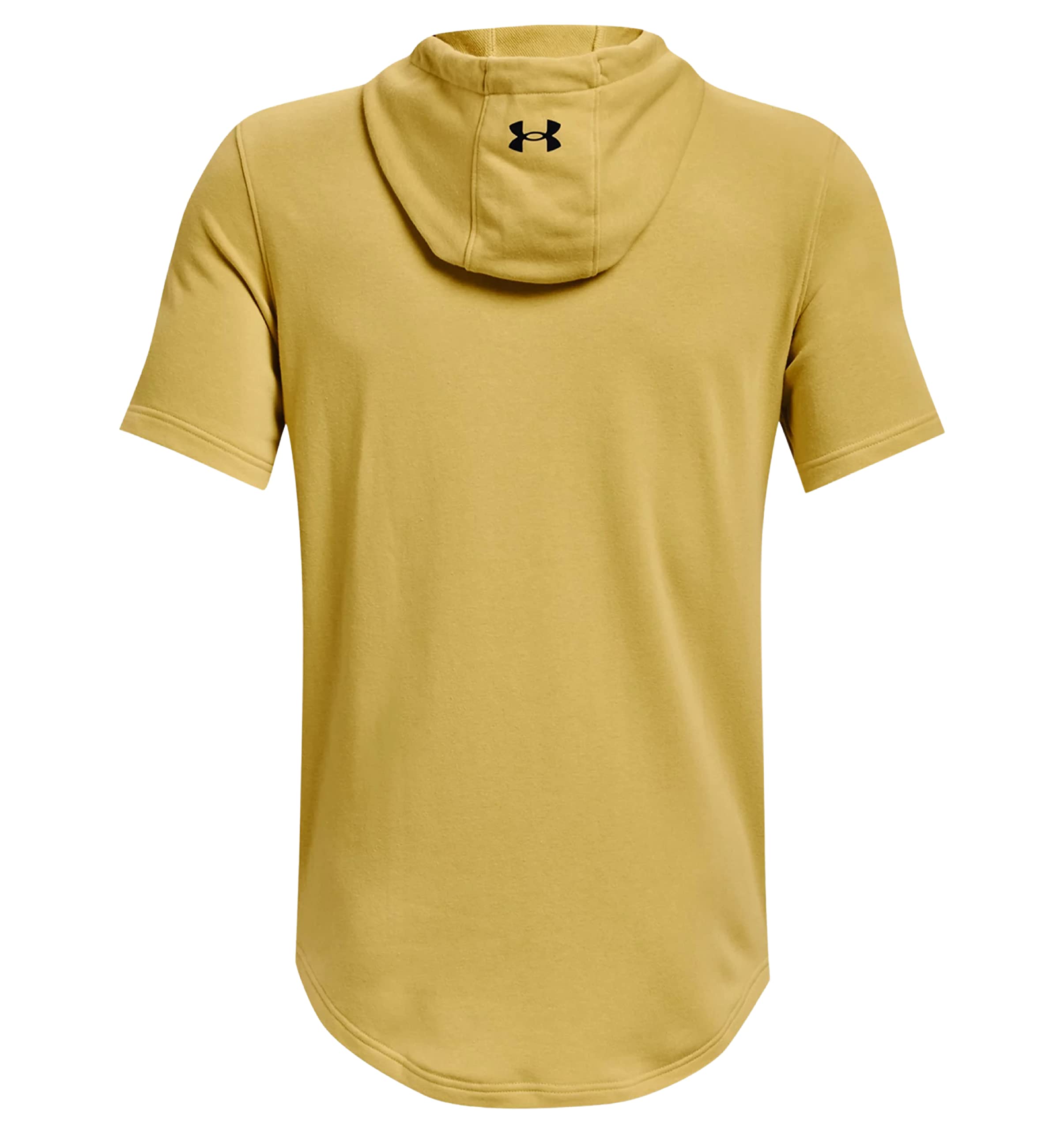 Under Armour Men's Project Rock Terry Bull Short Sleeve Hoodie Shirt, Field Yellow / Academy-760, Medium