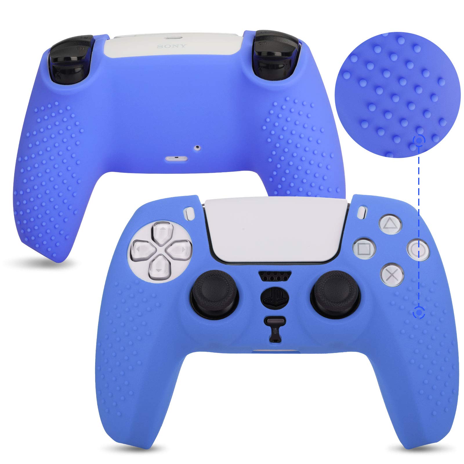 TOMSIN Silicone Skin Cover Cases with 4 FPS Thumb Grips for PS5 Controller (4Pcs)