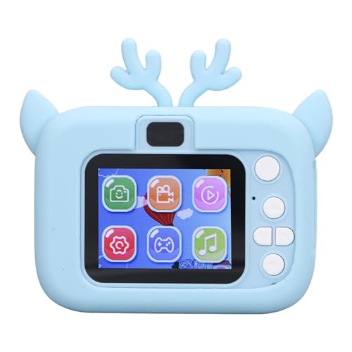 Toddler Camera, Auto Dimming Birthday Gift AI Intelligent 20MP Kids Camera with Frames for Party (Blue White)