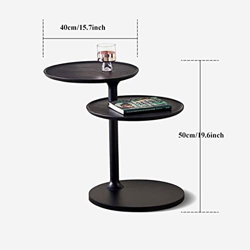 Sofa Side Table Couch Table Round Wood Side Table with Rotatable Tabletop, 2 Tier Coffee End Table Nightstand for Living Room, Bedroom, Small Spaces, Modern Home Decor Bedside Table End Table Coffee