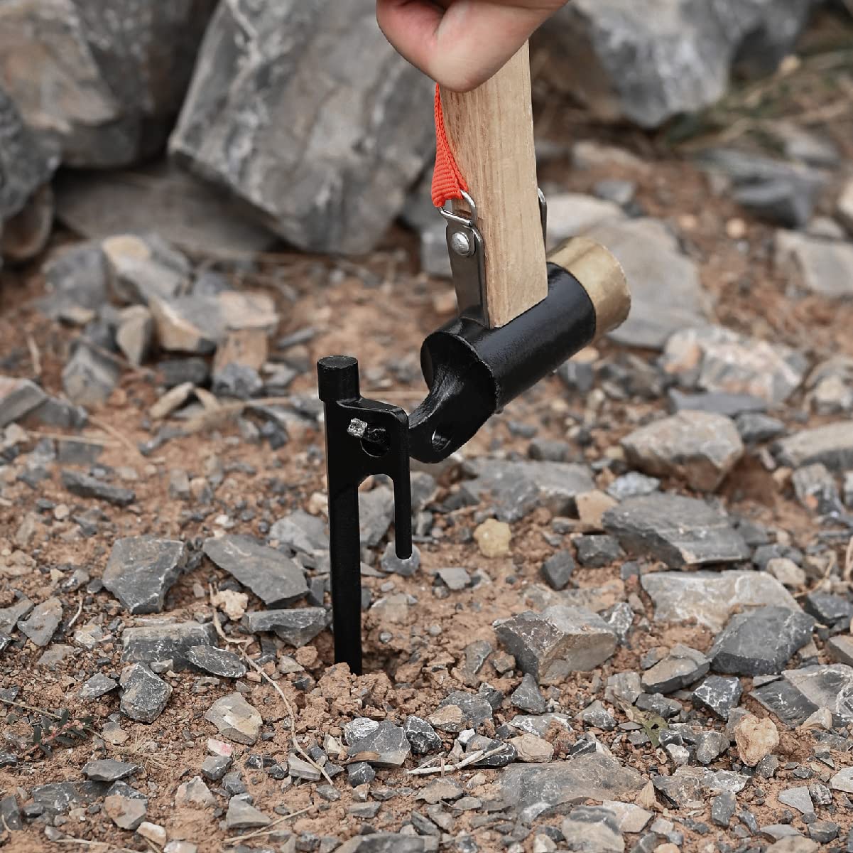 TRIWONDER Forged Steel Tent Stakes Heavy Duty Tarp Pegs Solid Stakes Footprint Camping Stakes (Black - 11.81in - 10 Pack)