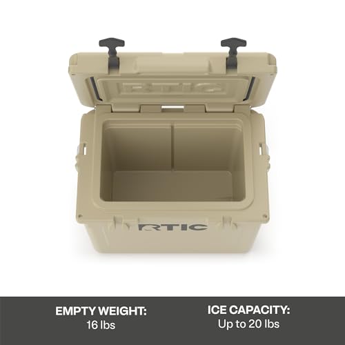 RTIC 20 QT Ultra-Tough Cooler Hard Insulated Portable Ice Chest Box for Beach, Drink, Beverage, Camping, Picnic, Fishing, Boat, Barbecue, Tan