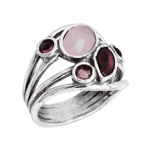 Silpada 'Red Alert' Natural Garnet, Rose Quartz, & Pink Tourmaline Ring in Sterling Silver, Size 9, Size 9
